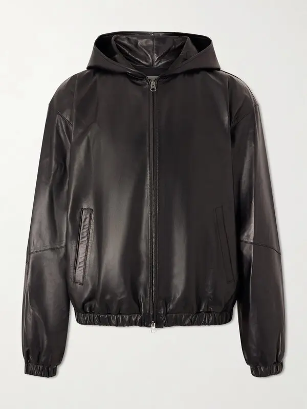AMOMENTO Leather Hooded Jacket
