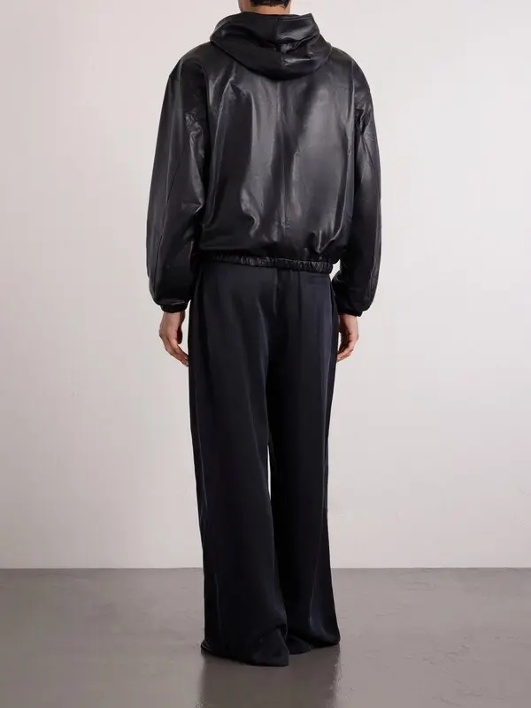 AMOMENTO Leather Hooded Jacket