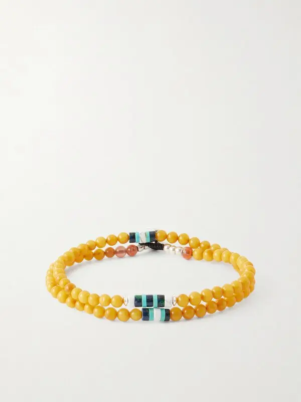 MIKIA Sterling Silver Multi-stone Beaded Bracelet - Yellow