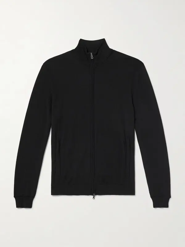Bogner Virgin Wool Zip-up Cardigan - Black
