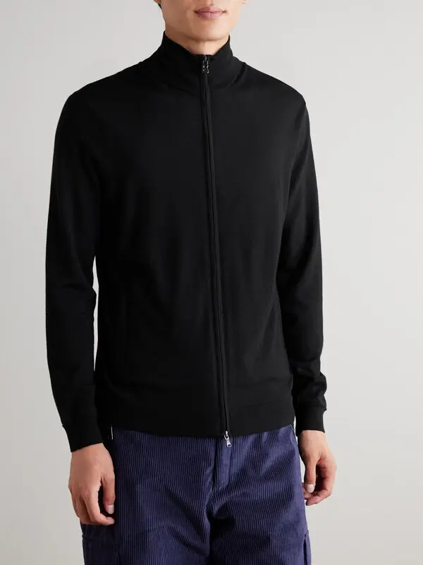 Bogner Virgin Wool Zip-up Cardigan - Black