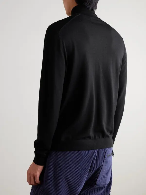 Bogner Virgin Wool Zip-up Cardigan - Black