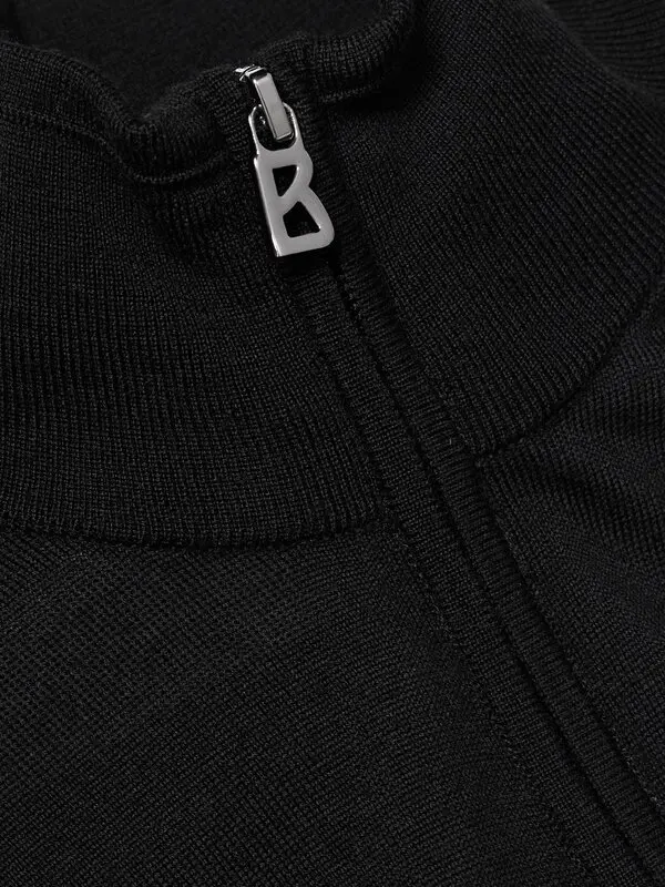 Bogner Virgin Wool Zip-up Cardigan - Black