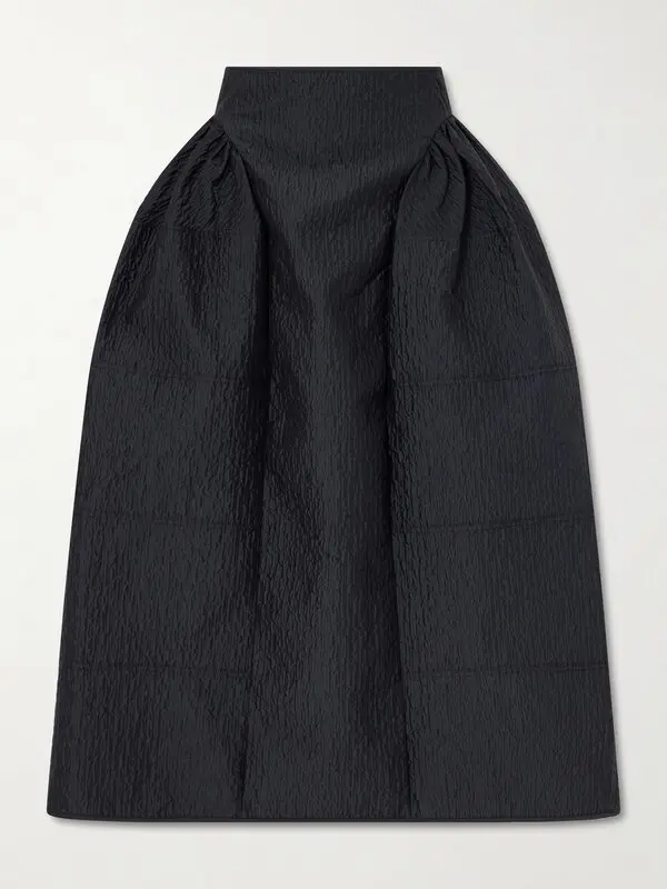 Cecilie Bahnsen Daphne Pleated Cloqué Midi Skirt - Black