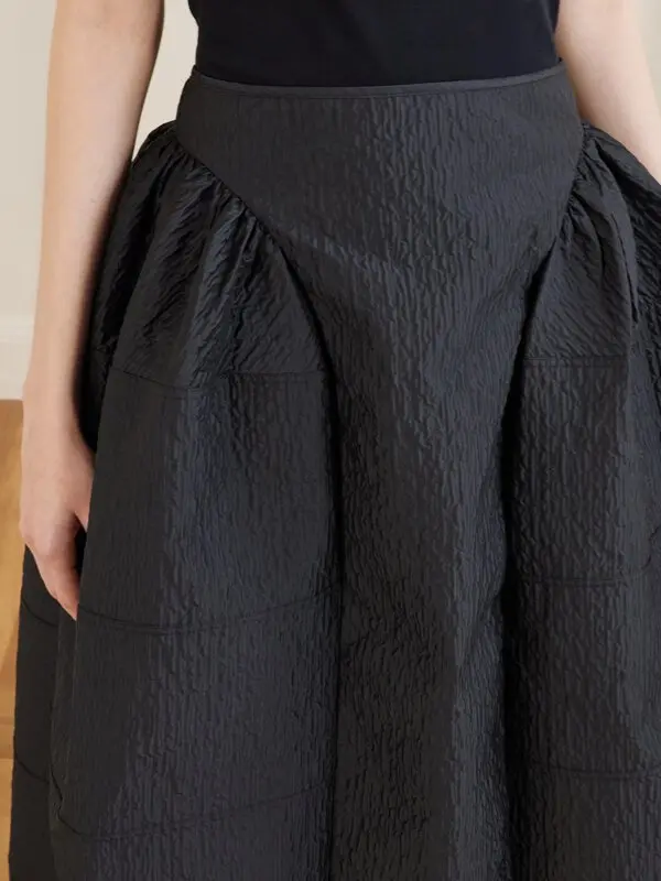 Cecilie Bahnsen Daphne Pleated Cloqué Midi Skirt - Black