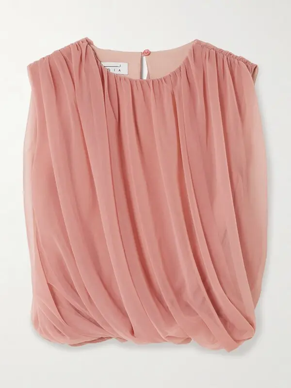 ABADIA Gathered Chiffon Top