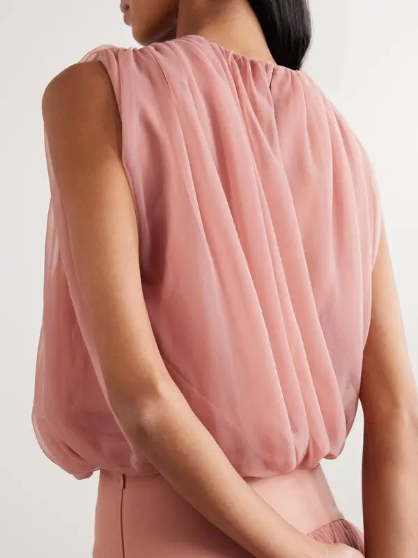 ABADIA Gathered Chiffon Top