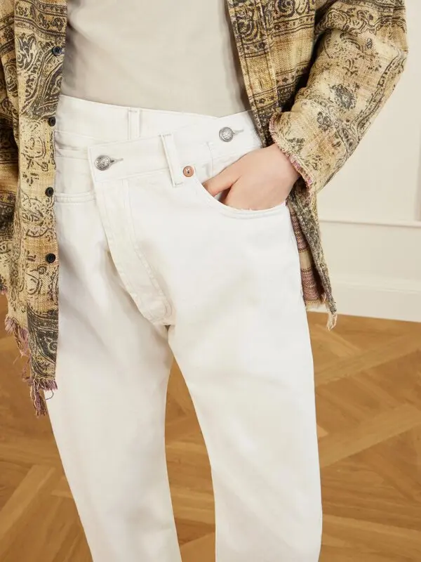 R13 Cuffed Crossover Jeans - White