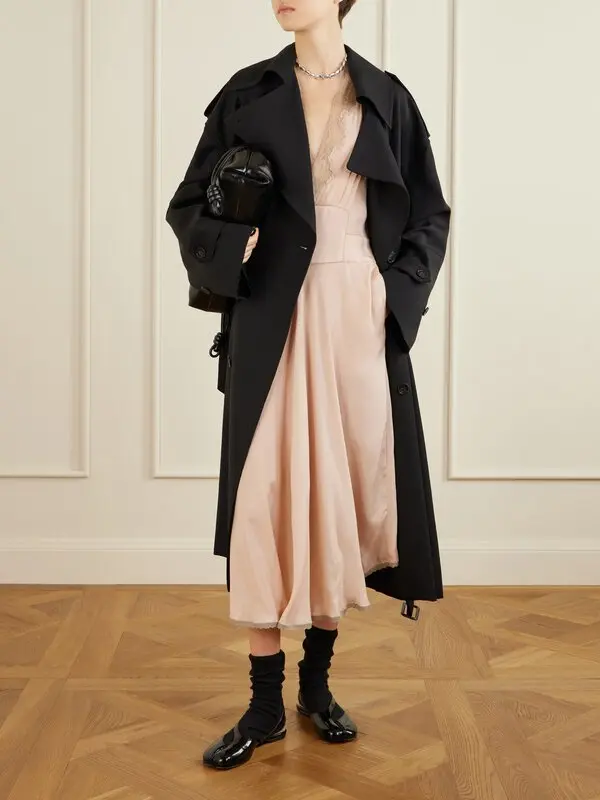 MAISON MARGIELA Lace-trimmed Satin Midi Dress - Pink