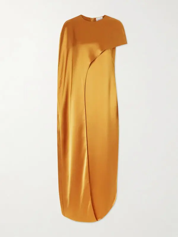 Galvan Clandestine Cape-effect Satin Gown