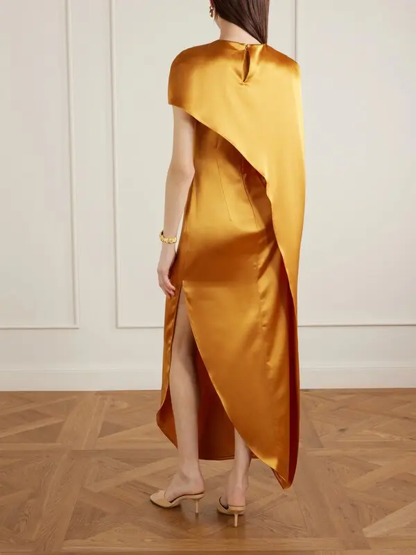 Galvan Clandestine Cape-effect Satin Gown