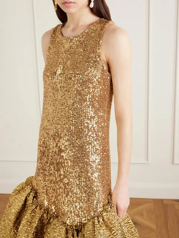 DIMA AYAD Sequined Cloqué Gown - Gold