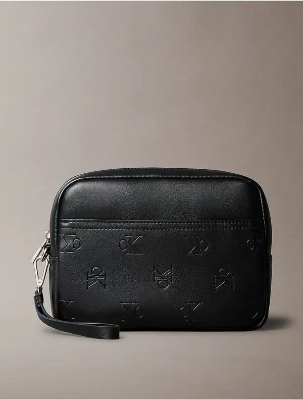 Calvin Klein Allover Monogram Pouch - Black