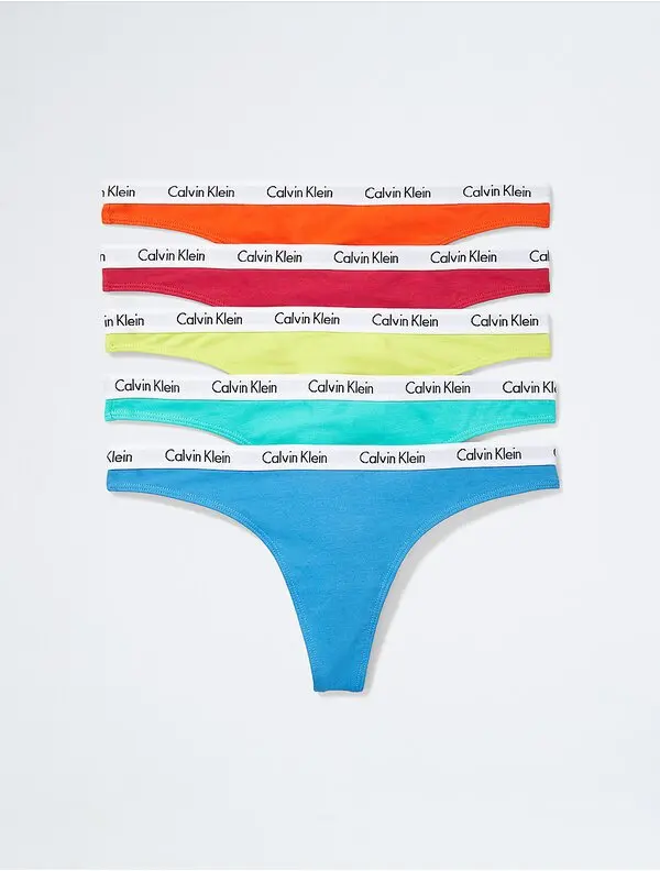 Calvin Klein Carousel Logo Cotton 5-pack Thong - Blue Ambiance Multi