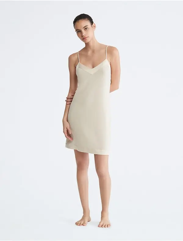 Calvin Klein Modal Satin Sleep Chemise - Mudstone