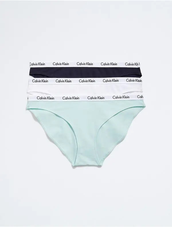 Calvin Klein Carousel Logo Cotton 3-pack Bikini - Aqua/white/sky