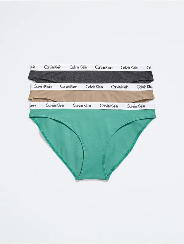 Calvin Klein Carousel Logo Cotton 3-pack Bikini - Green/charcoal/sky