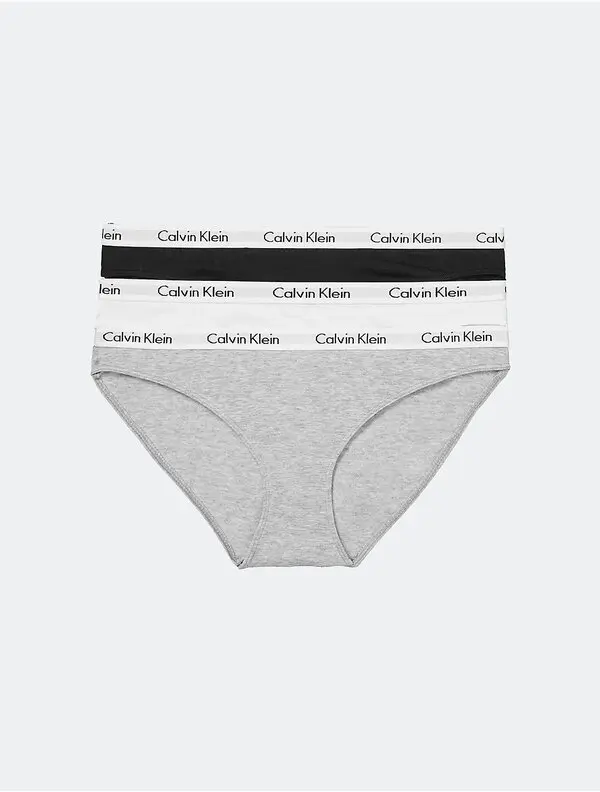Calvin Klein Carousel Logo Cotton 3-pack Bikini - Grey/white/black