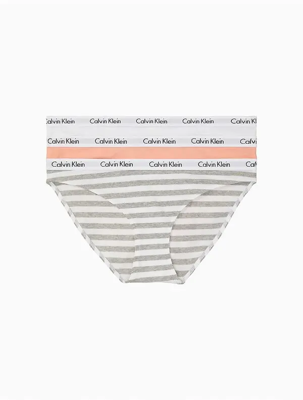 Calvin Klein Carousel Logo Cotton 3-pack Bikini - Mellow Orange/grey/white