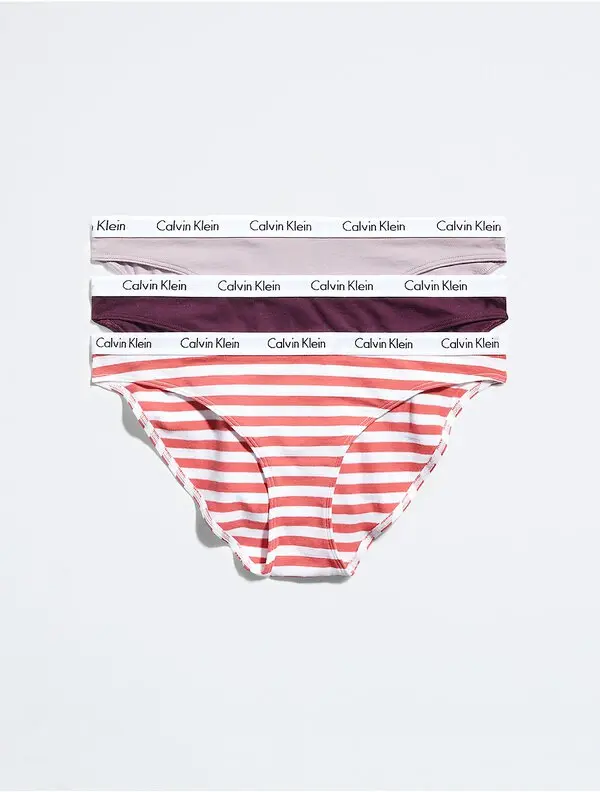 Calvin Klein Carousel Logo Cotton 3-pack Bikini - Nirvana/ Rainer Stripe