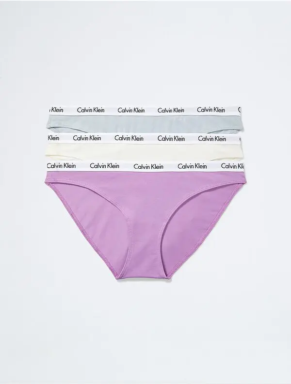 Calvin Klein Carousel Logo Cotton 3-pack Bikini - Orchid/white/blue