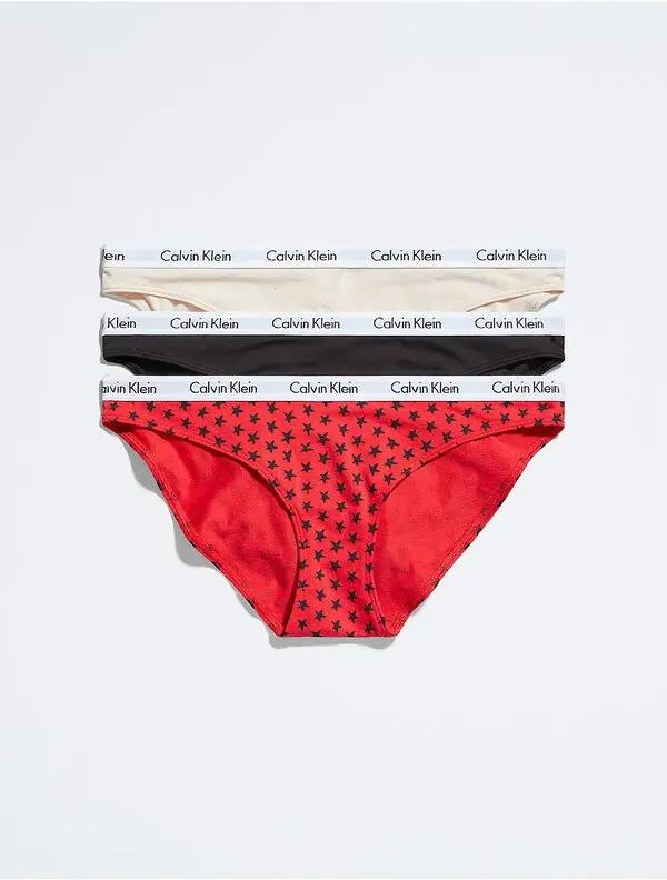 Calvin Klein Carousel Logo Cotton 3-pack Bikini - Red Star Multi