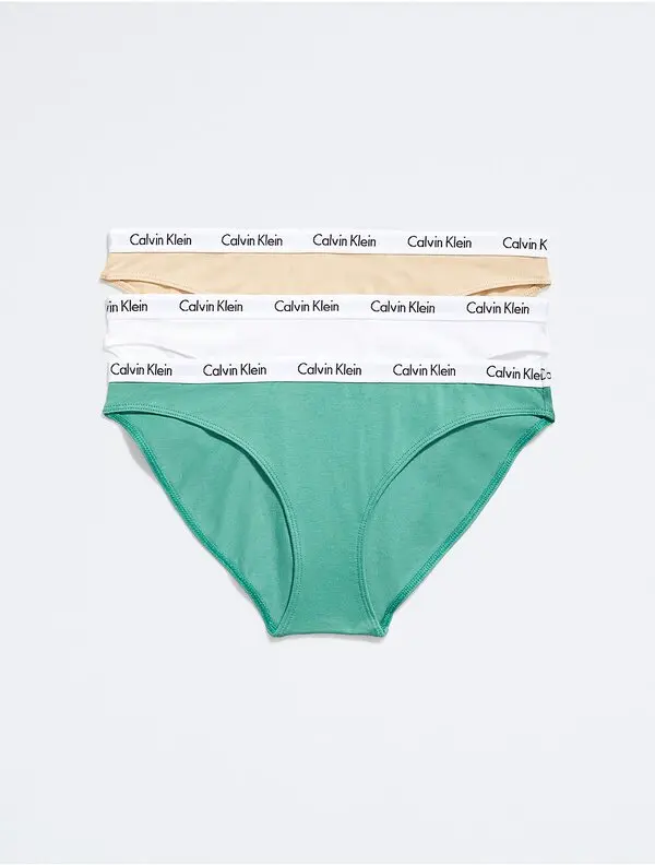 Calvin Klein Carousel Logo Cotton 3-pack Bikini - Sage/white/trench