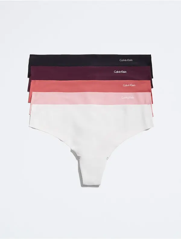 Calvin Klein Invisibles 5-pack Thong - Black/ Rose Multi