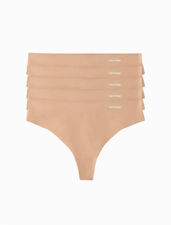 Calvin Klein Invisibles 5-pack Thong - Light Caram