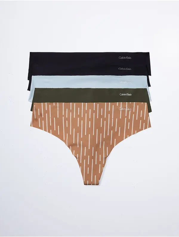 Calvin Klein Invisibles 5-pack Thong - Sandalwood/blue/black
