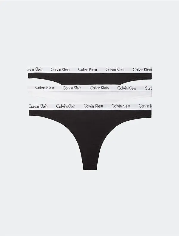 Calvin Klein Carousel Logo Cotton 3-pack Thong - Black / White