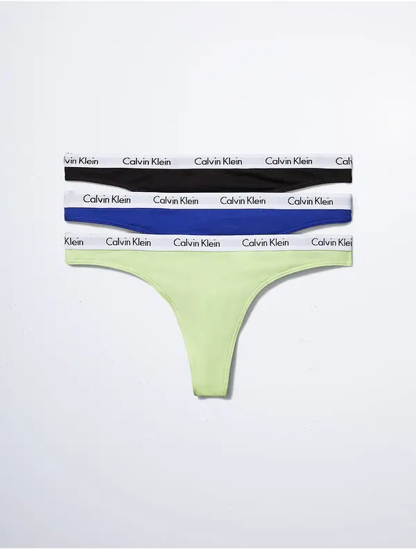 Calvin Klein Carousel Logo Cotton 3-pack Thong - Energy/clematis/black
