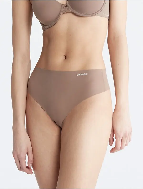 Calvin Klein Invisibles High Rise Thong - Mauve Brown