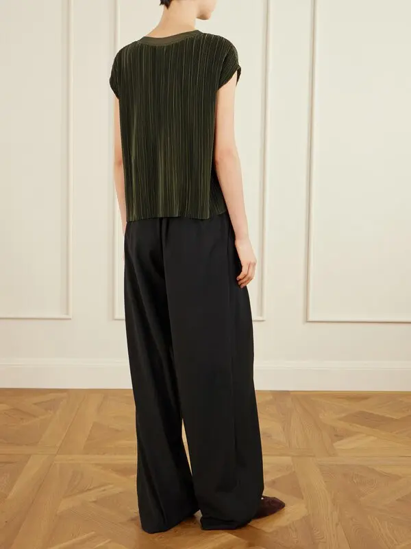 JOSEPH Cedre Plissé Satin Blouse - Green