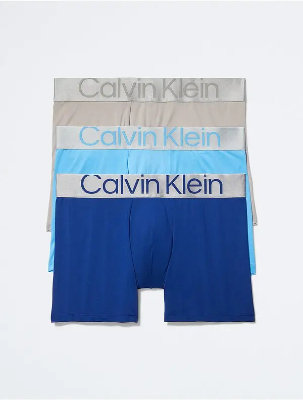 Calvin Klein Reconsidered Steel Micro 3-pack Boxer Brief - Midnight Blue / Signature Blue / Clay Grey