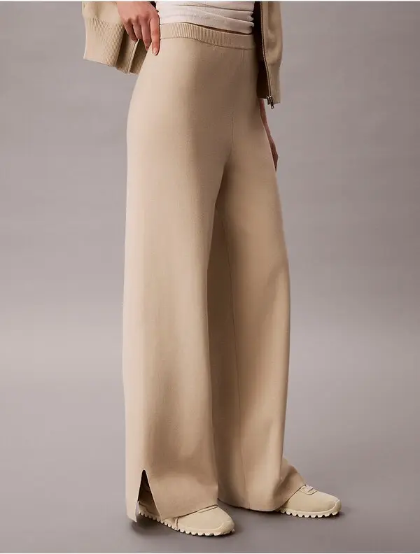 Calvin Klein Relaxed Knit Wide Leg Pants - Silvermoss