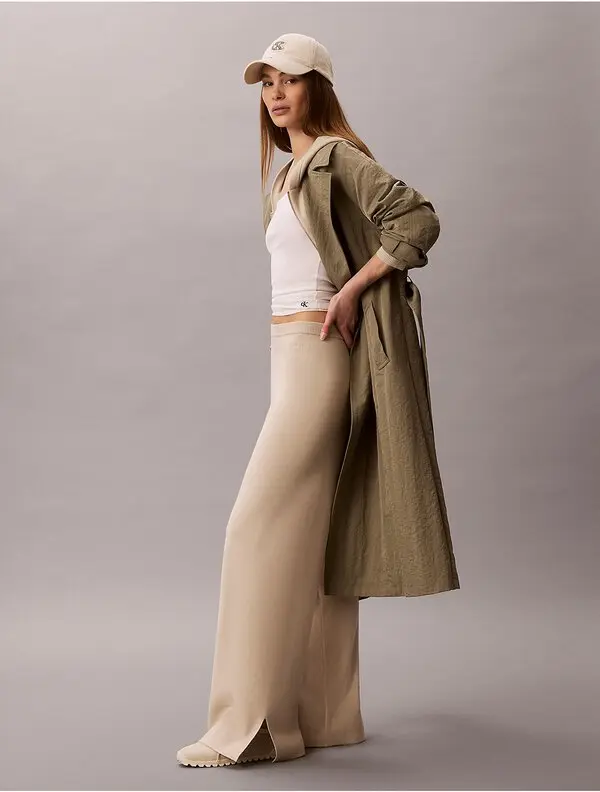 Calvin Klein Relaxed Knit Wide Leg Pants - Silvermoss