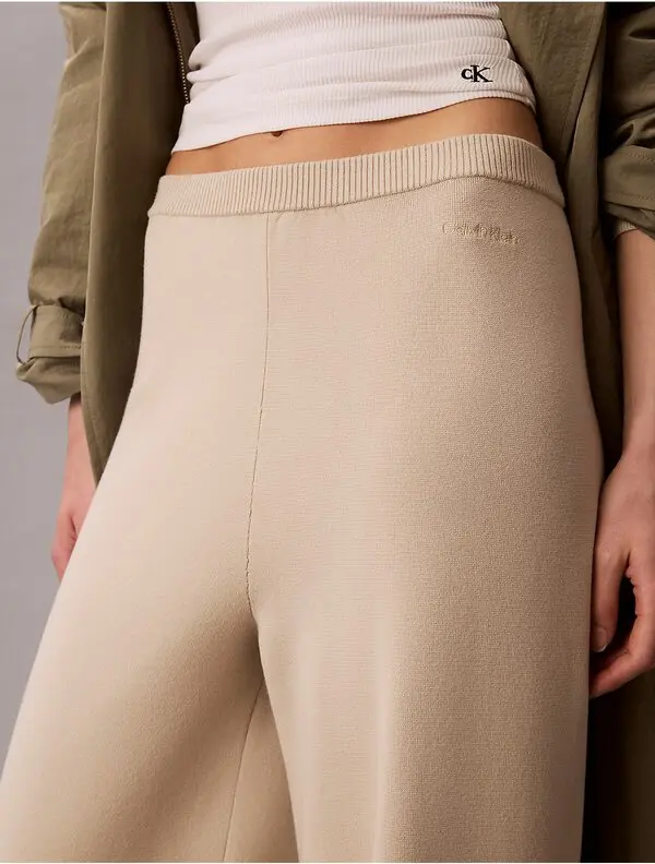 Calvin Klein Relaxed Knit Wide Leg Pants - Silvermoss