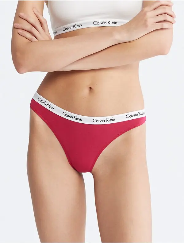 Calvin Klein Carousel Logo Cotton Thong - Persian Red