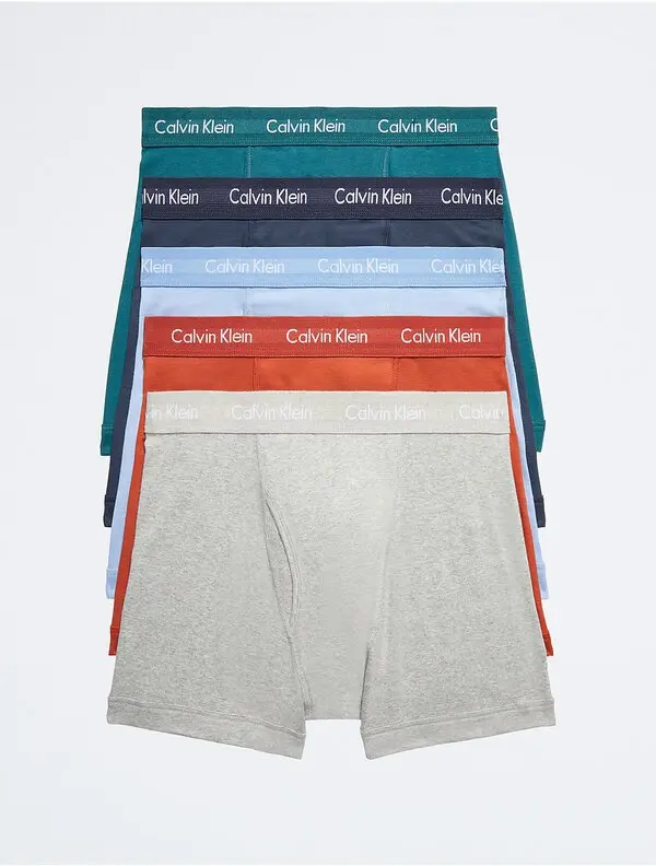 Calvin Klein Cotton Classics 5-pack Boxer Brief - Atlantic Deep/cinnabar/grey Heather/bel Air Blue/blueberry