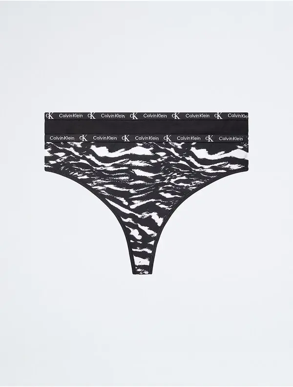 Calvin Klein 1996 2-pack Cotton Stretch Modern Thong - Black Tiger Print