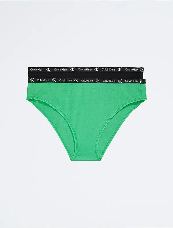 Calvin Klein 1996 2-pack Cotton Stretch Modern Bikini - Island Green / Black