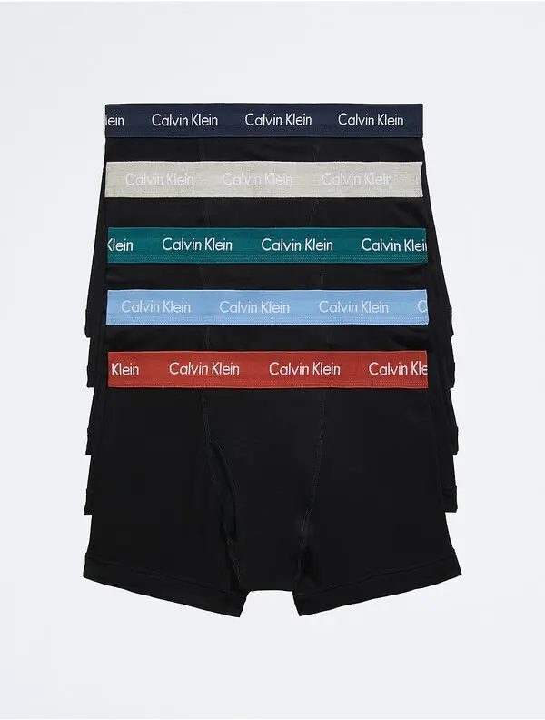 Calvin Klein Cotton Classics 5-pack Trunk - Black/atlantic Deep/cinnabar/grey Heather/bel Air Blue/blueberry