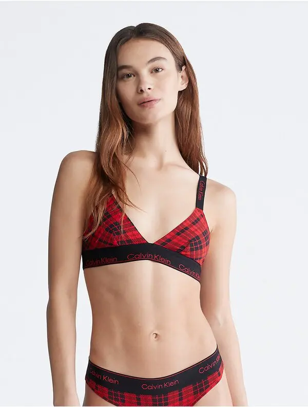 Calvin Klein Icon Cotton Modal Holiday Thong - Rouge Plaid