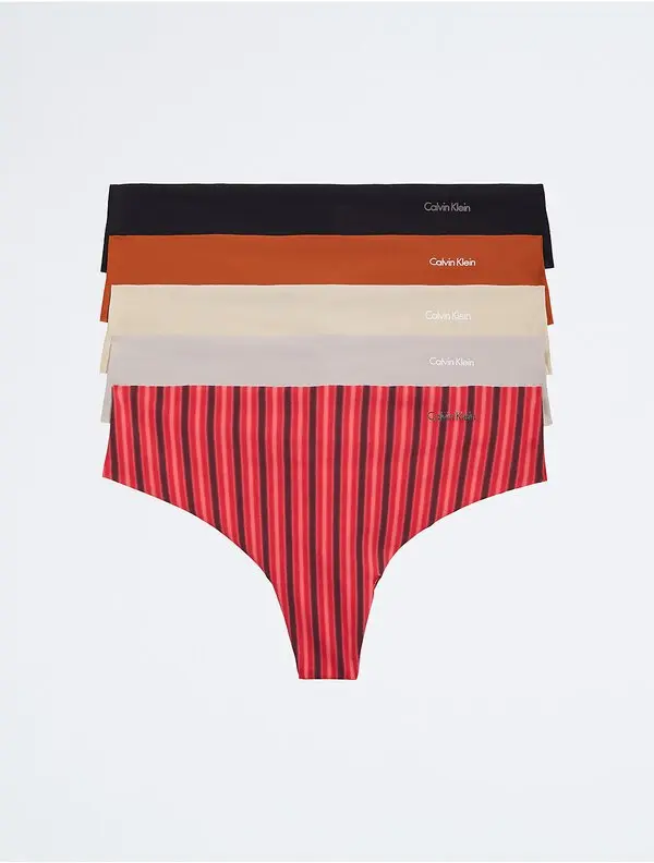 Calvin Klein Invisibles 5-pack Thong - Rouge Stripe Multi