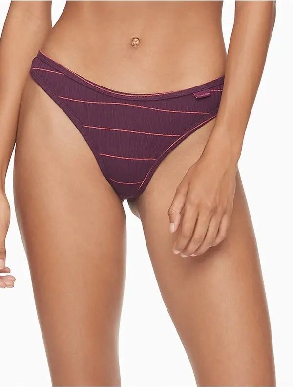 Calvin Klein Ribbed Thong - Grape Glimmer