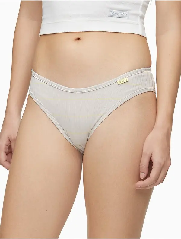 Calvin Klein Ribbed Thong - Snow Heather