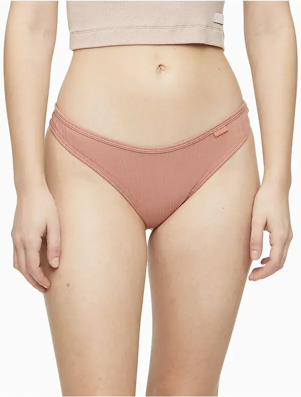 Calvin Klein Ribbed Thong - Sundown Pink