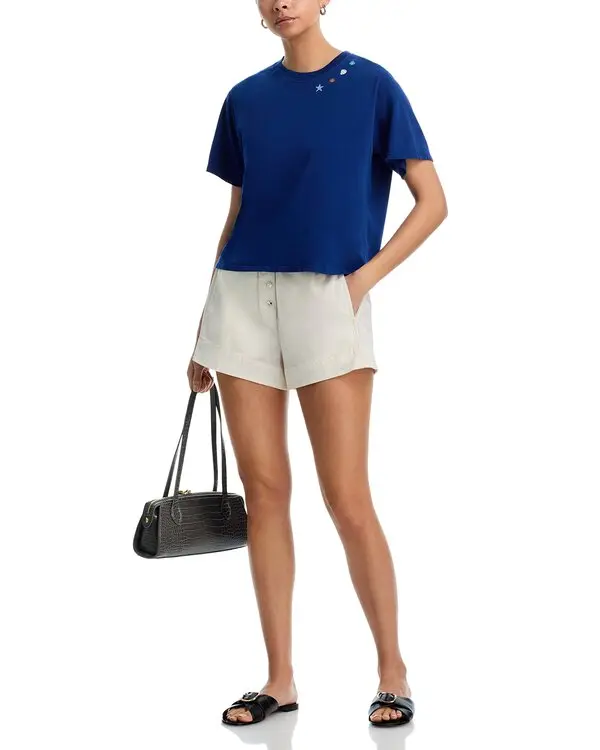 Aqua Haley Seashell Boxy Crop Tee - Tide