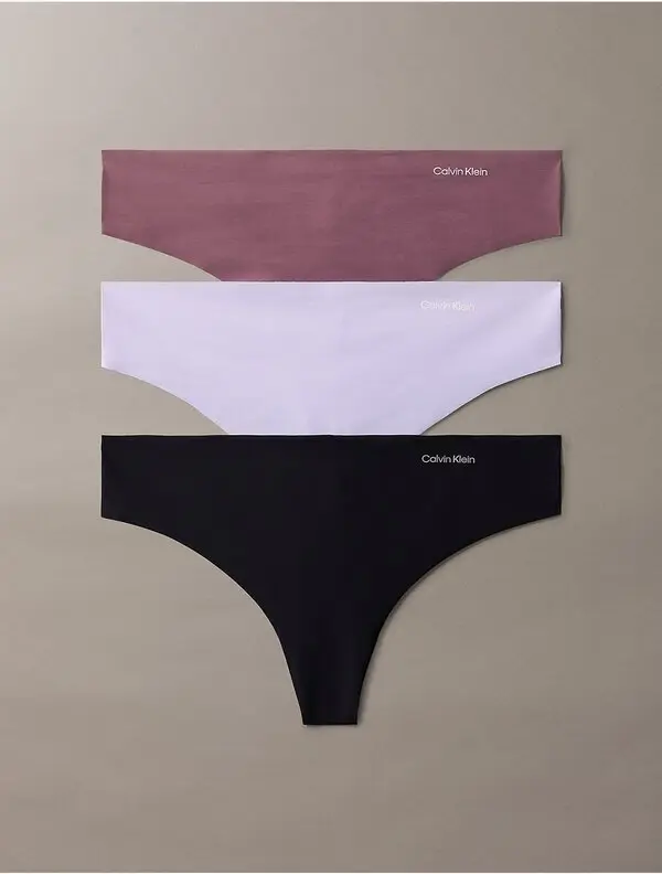 Calvin Klein Invisibles 3-pack Thong - Black / Cinder / Lilac Quartz